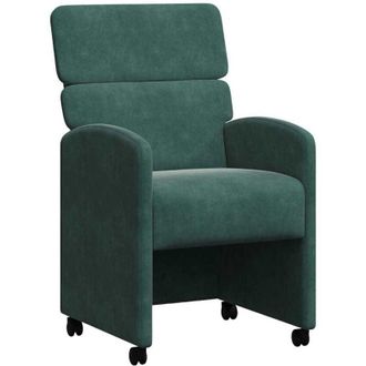 vidaXL Esszimmerst&uuml;hle mit Rollen 2 pcs Dunkelgr&uuml;n 58 x 65 x 98 cm vidaXL