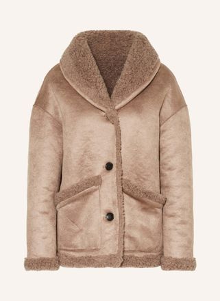 Studio AR Studio Ar Teddyfell-Jacke Mia In Lederoptik Und Zum Wenden braun