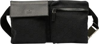 Gucci Bauchtaschen - GG Canvas Double Pocket Belt Bag - Gr. ONE SIZE - in Schwarz - f&uuml;r Damen