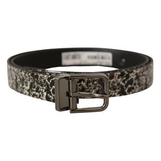 Dolce & Gabbana unisex, Accessoires, Noir, Taille: ONE Size Ceinture Logo Gris en Cuir Imprim&eacute; Marbre