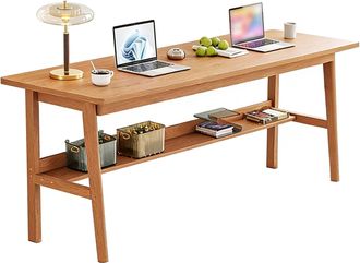 Generic Computertisch, B&uuml;Rotisch Mit Stauraum, H-F&ouml;Rmige Tischbeine Aus Massivholz for Arbeiten, Lernen, Lesen Und Zeichnen