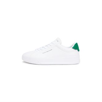 Tommy Hilfiger Pebble Grain Court Sneaker f&uuml;r Herren, Leder (Wei&szlig;/Gr&uuml;n)