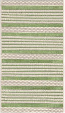 Safavieh Geometrisch Teppich für Wohnzimmer, Esszimmer, Schlafzimmer - Courtyard Collection, Kurzer Flor, Grün und Beige, 61 X 109 cm