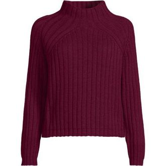 Lands End Pullover aus softem Rippstrick, Damen, Gr&ouml;&szlig;e:44-46 regular, Pink, Baumwolle/Wolle/Nylon, by Lands End
