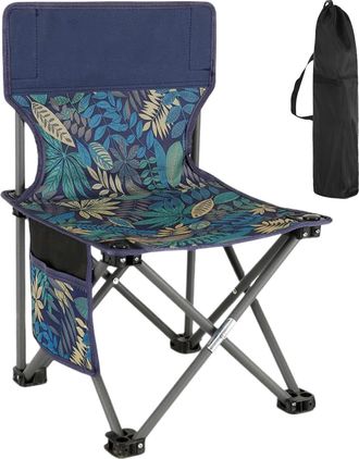 Generic Tragbarer Campingstuhl,faltbarer Campingstuhl - Tragbarer faltbarer kompakter Strandkorb für Erwachsene,Rucksackstuhl mit Seitentaschenstütze 286 lbs 