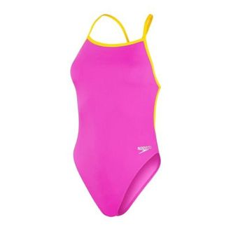 Speedo Maillot de bain uni dos en V - Violet fluo/mangue, Violet fluo/mangue, 44 FR