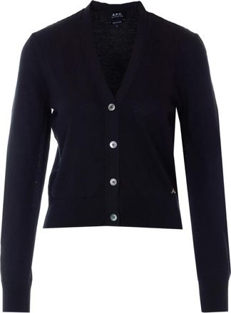 A.P.C. embroidered-logo cardigan - Schwarz