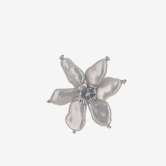 Mela Womens Earrings Flower Motif Pearl White Pearls-Metal Pearls/metal