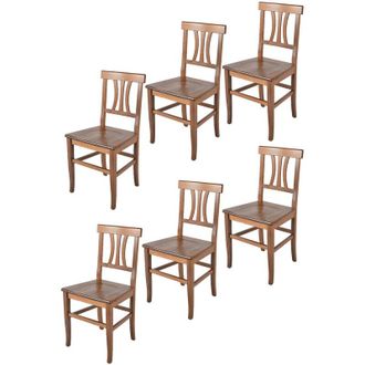Tommychairs Tommychairs - Set 6 chaises artemisia pour cuisine, bar et salle &agrave; manger, robuste structure en bois de h&ecirc;tre peindr&eacute; en couleur noyer et assise en