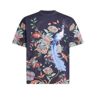 Etro Homme, Tops, Multicolore, Taille: M T-shirt en coton avec imprim&eacute; paon