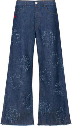 Marni Homme, Jeans, Bleu, Taille: W32 Jeans Chambray avec Motif Soleil Effiloch&eacute;
