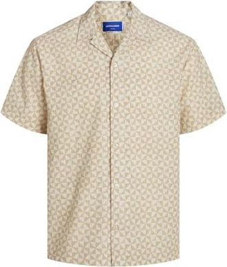 Jack & Jones Jorluke Seersucker Resort SS Ln Chemise &agrave; Manches Courtes pour Homme, Cr&egrave;me au Beurre., S