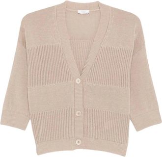 PESERICO Femme, Pulls, Beige, Taille: 48 FR Cardigan c&ocirc;tel&eacute; &agrave; col en V