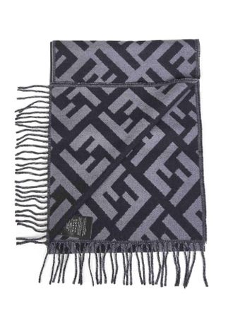 Fendi Mens Scarf Ff Cashmere Grey-Black Multicolour Scarfs