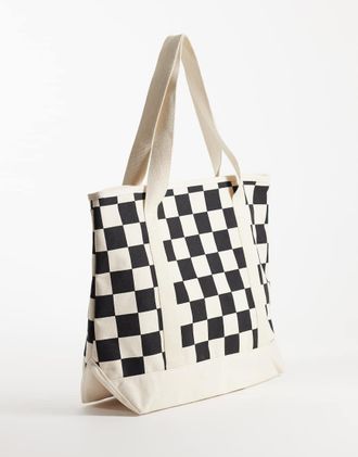 Vans Perg - Cabas &agrave; damier - Blanc et noir