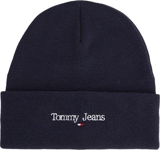 Tommy Jeans Herren Strickmütze Sport Beanie mit Logo, Blau (Twilight Navy), Einheitsgröße