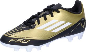 adidas Unisex F50 Club Messi Football Boots Flexible Ground, Gold/Footwear White/Carbon Black, 43 1/3 EU