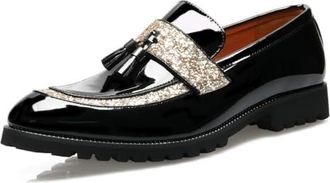 Generic Mocassins en Cuir PU pour Hommes avec Pompons Scintillants - Chaussures habillées Brillantes à Enfiler pour Le Mariage, la fête, Le Bal et Les vêtemen