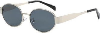 Generic Lunettes de soleil en métal avancées 2026 2024 Lunettes de soleil ovales vintage, gris argenté, Taille unique