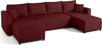 Best Mobilier Bestmobilier - Regala - canapé panoramique - 7 places - convertible avec coffre - en tissu