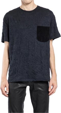 Giorgio Brato Homme, Tops, Noir, Taille: L Crinkled Pocket T-Shirt