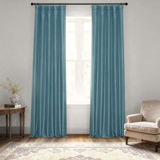 Half Price Drapes Dupioni Seidenvorhang, Vintage-Stil, strukturiert, f&uuml;r Raumdekoration, 127 x 274 cm (1 Paneel), PDCH-KBS33-108, Nassau-Blau