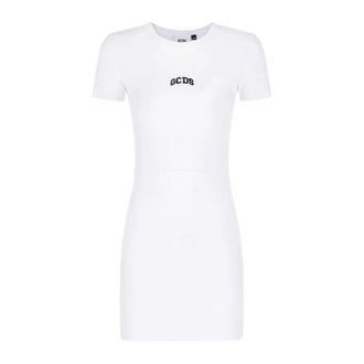 GCDS Geripptes Logo Lounge Minikleid - - Dresses - Damen - Wei&szlig; - M