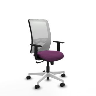 Piqueras y Crespo Computerstuhl mit R&auml;dern Zulema mit 1D-Armen, h&ouml;henverstellbare Lendenwirbelst&uuml;tze, ausgestattet mit Sincro 3-Positionen und Schneideschaum, Wei&szlig;/Viol