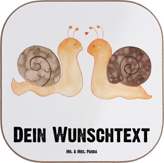 Mr. & Mrs. Panda Personalisierter Untersetzer Schnecken Liebe - Personalisierte Geschenke, Freundin, Paar, Filzuntersetzer, Verliebt, Zukunft, Kerze, Personalisieren, 