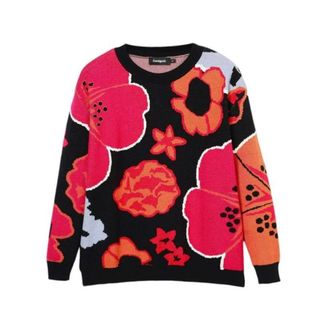 Desigual Schwarzer Blumiger Strickpullover - - Knitwear - Damen - Mehrfarbig - XL