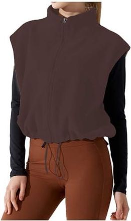 Generico Veste de sport thermique en polaire pour femme avec fermeture &eacute;clair sur toute la longueur et col montant | printemps, ext&eacute;rieur, course &agrave; pied, rando