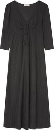 Springfield Black Crochet midi Dress Robe, Noir, XS Femme