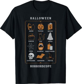 Trendy Apparel Halloween Horrorscope Black Cat Bat Ghost T-Shirt