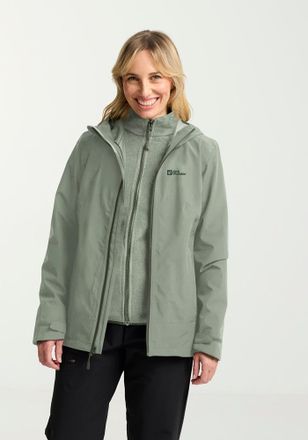 Jack Wolfskin 3-in-1-Funktionsjacke JACK WOLFSKIN MOONRISE 3IN1 JKT W, Damen, Gr. L (42/44), mintleaf, Obermaterial: 100% Polyester; Futter: 100% Polyester; Innenja