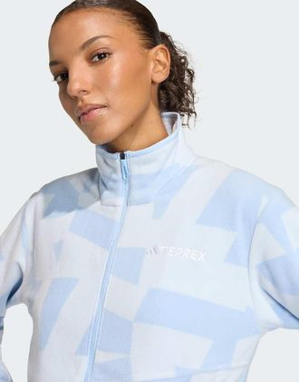 adidas Terrex Multi - Veste en polaire imprim&eacute;e &agrave; fermeture &eacute;clair - Bleu &eacute;clat/ciel cristal