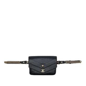 Chanel Sac banane vintage &agrave; double rabat Pre-owned - Femme - Pre-owned - Noir - Taille: ONE Size