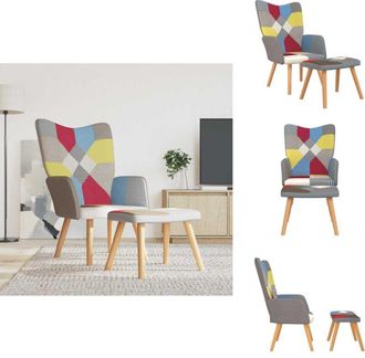 vidaXL Relaxsessel mit Hocker Patchwork Stoff - Sessel - Relaxsessel - Patchwork Sessel - Wohnraum Dekoration - Bequemlichkeit