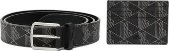 Lacoste porte-cartes et ceinture à motif monogrammé - Noir