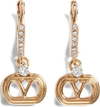 Valentino Garavani Oval Metal Earrings With Swarovski Crystals