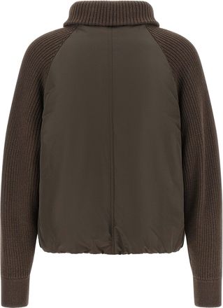 Brunello Cucinelli Knit Insert Down Jacket - Brown
