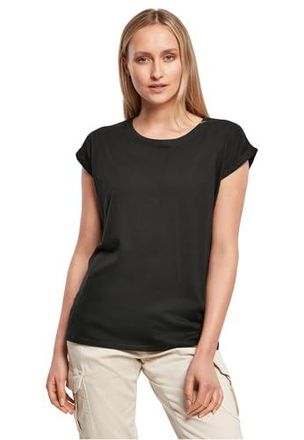 Build Your Brand Femme By021-ladies Extended Shoulder Tee T-Shirt, Noir, L EU