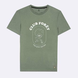 Faguo T-Shirt col rond en coton recycl&eacute; vert Club for&ecirc;t