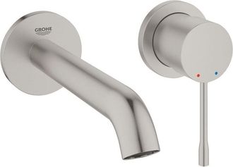 GROHE 2-Loch-WT-Wandbatterie Essence 291921 fms Ausladung 183mm supersteel