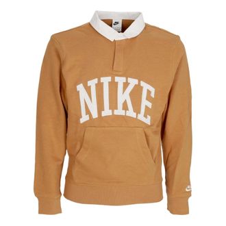 Nike Langarm Polo Club Hemd Flachs/Wei&szlig; - - Sport - Herren - Braun - XS