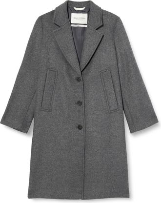 Marc O'Polo Damen Mantel mit Reverskragen knielang, Grau (Medium Stone Melange), 44