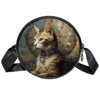 Generic Petit sac &agrave; bandouli&egrave;re rond pour femme, petit sac &agrave; bandouli&egrave;re avec fermeture &eacute;clair et bretelles r&eacute;glables style d&eacute;contract&eacute; pour femmes et filles