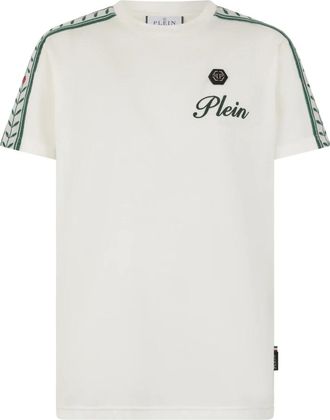 Philipp Plein Homme, Tops, Blanc, Taille: XS Piquet Round Neck T-Shirt Plein Tennis