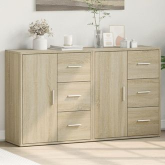 vidaXL Sideboards 2 Stk. Sonoma-Eiche 60x31x70 cm Holzwerkstoff - Vidaxl