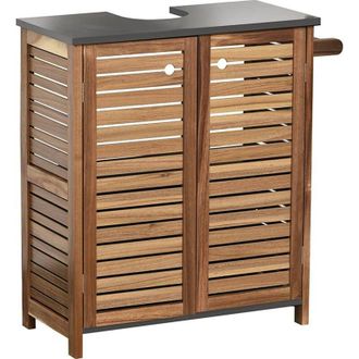 Tendance Element sous lavabo acacia et mdf 2 portes + 1 etagere interieure + porte serviette intergre - element Tendance