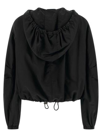 The Attico Nylon Hooded Bomber Jacket - Black